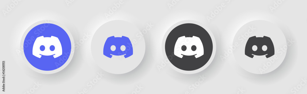 Discord logo round icons. Neumorphism style. Stock Vector | Adobe Stock