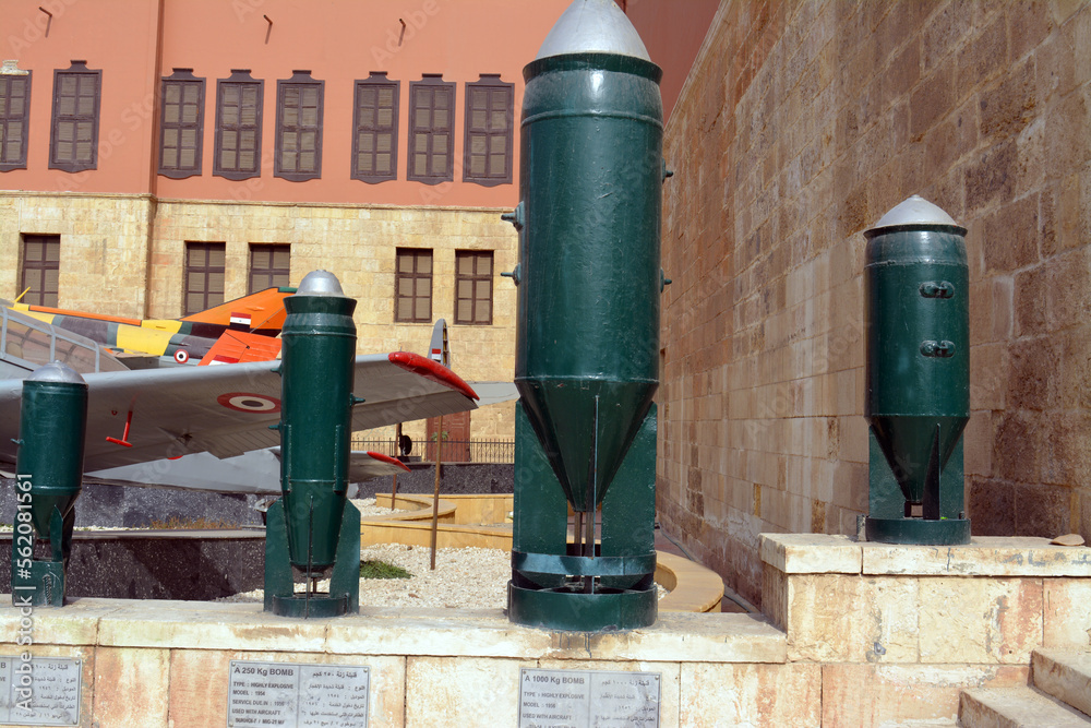 Cairo, Egypt, January 7 2023: old ancient retro highly explosive heavy ...