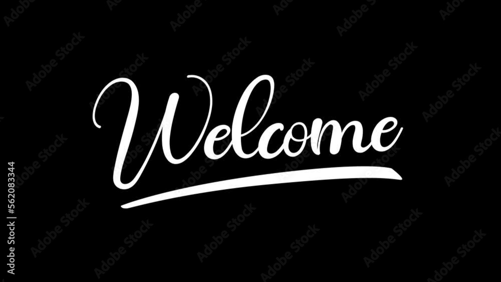 welcome animation text in white color on transparent background. Stock ...