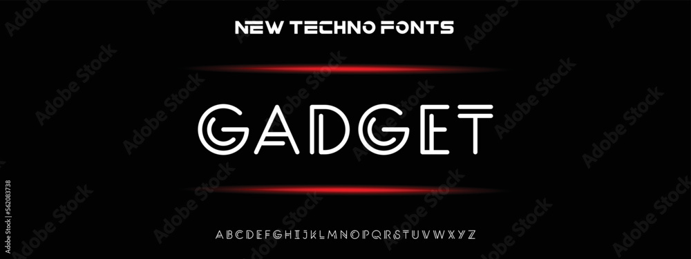 GADGET Double line monogram alphabet and tech fonts. Lines font regular ...