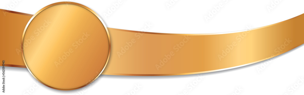 vector illustration of long gold colored ribbon banner with gold frame ...