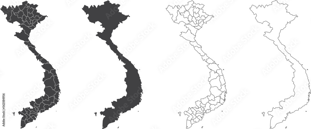 set of 3 maps of Vietnam - vector illustrations Stock Vector | Adobe Stock