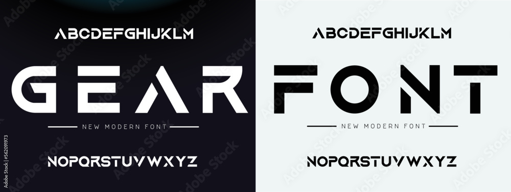 GEAR Sports minimal tech font letter set. Luxury vector typeface for ...