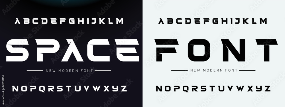 SPACE Sports minimal tech font letter set. Luxury vector typeface for ...
