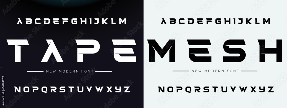 TAPE MESH Sports minimal tech font letter set. Luxury vector typeface ...