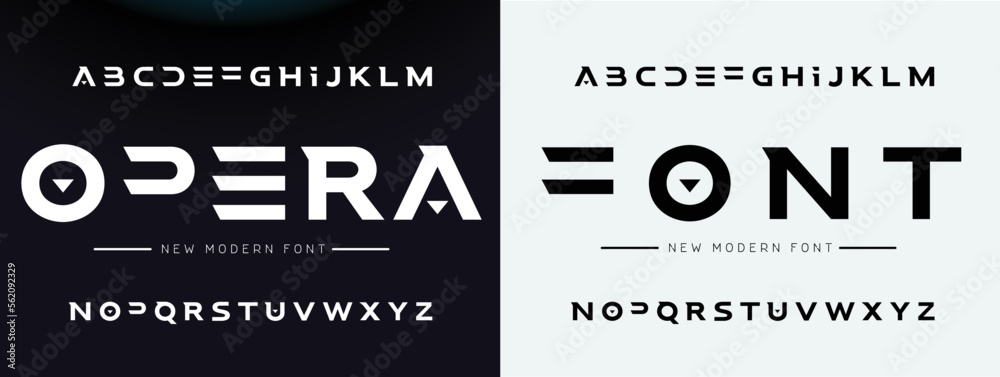 OPERA Sports minimal tech font letter set. Luxury vector typeface for ...