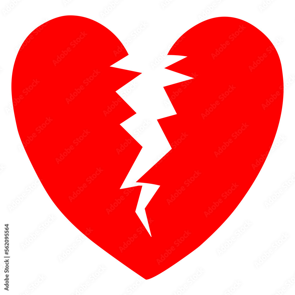 Broken Heart Symbol on Transparent Background Stock Illustration ...