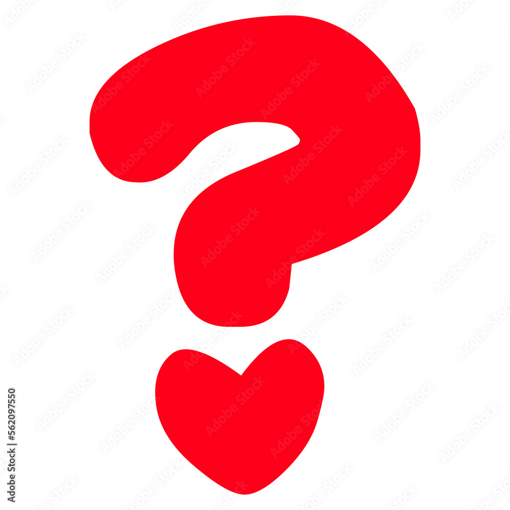 Heart shape question mark on Transparent Background Stock Illustration ...