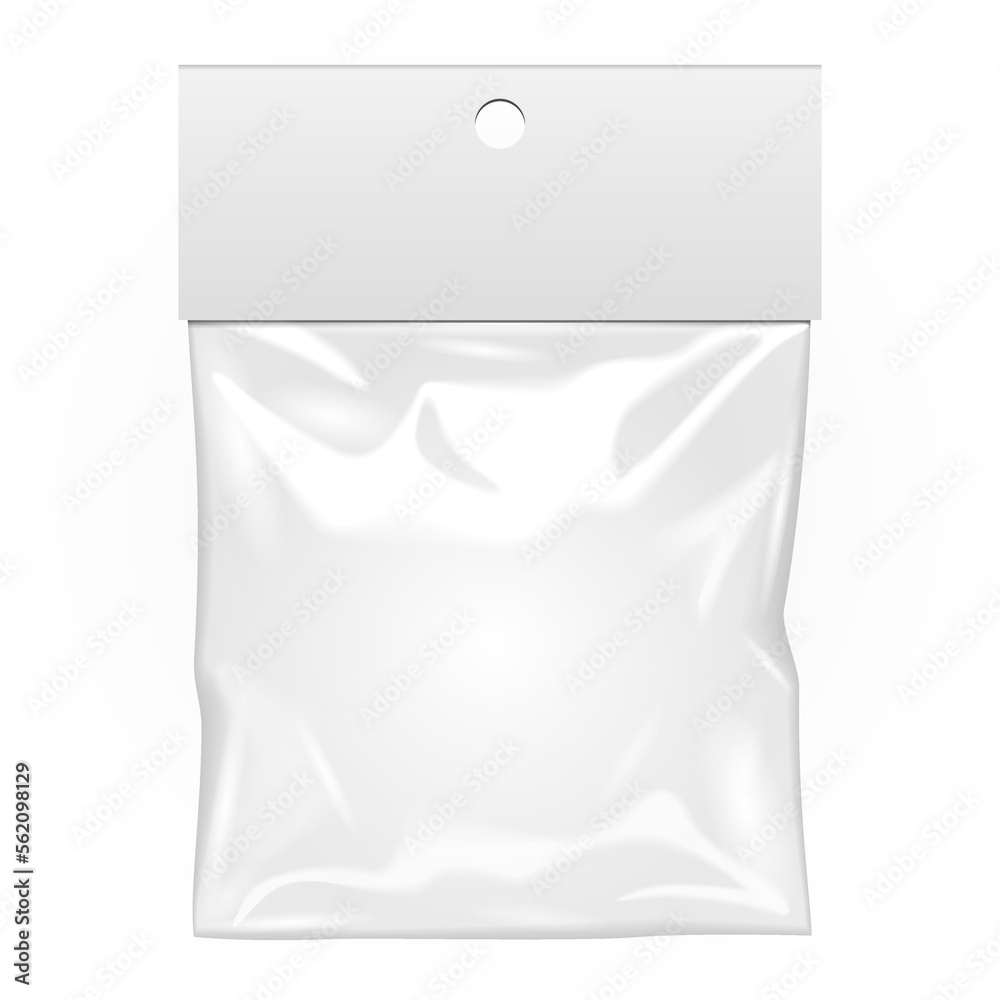 Mockup Blank Plastic Pocket Bag. Transparent. With Hang Slot ...