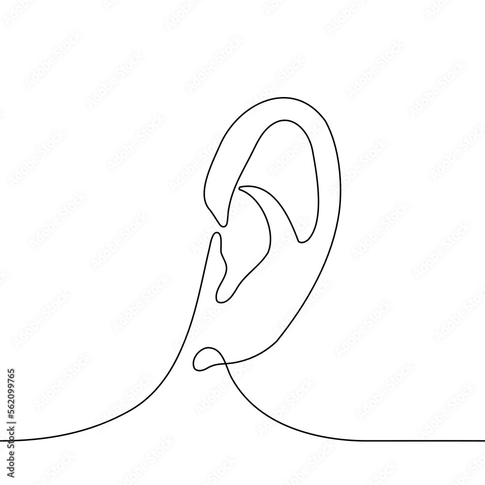 human ear - one line drawing vector. the concept of hearing Stock ...