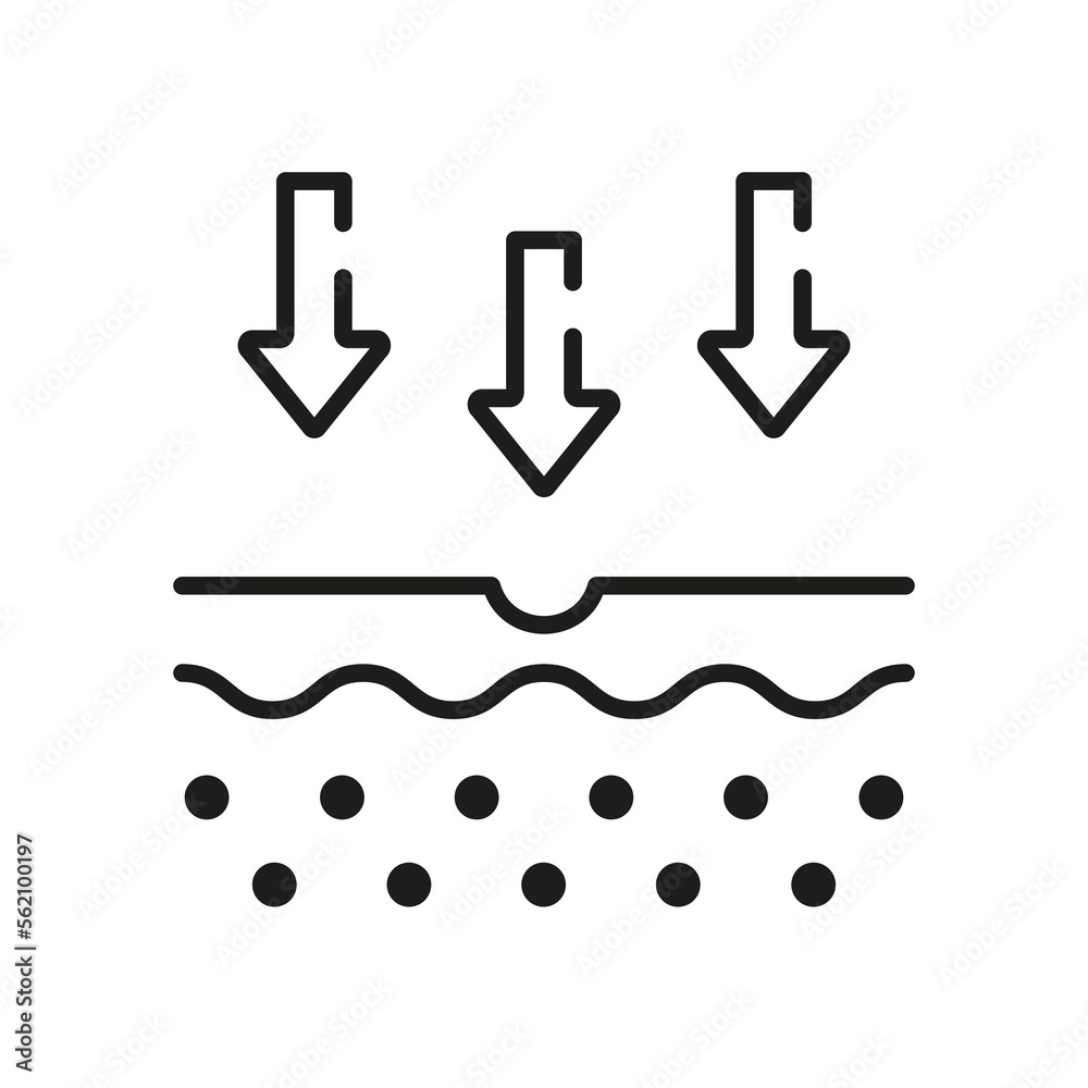 Skin Absorption Line Icon. Arrow Down to Skin Layer Outline Icon. Skin ...