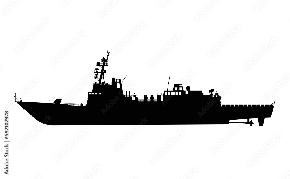 Military Anti-submarine Frigate Warship Vessel Silhouette, Army Attack ...