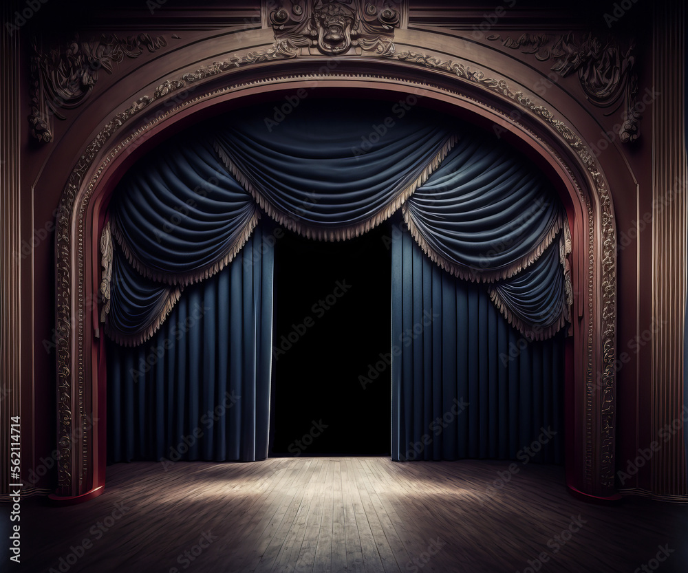 Elegant theatre stage curtain background. Generative ai Stock ...