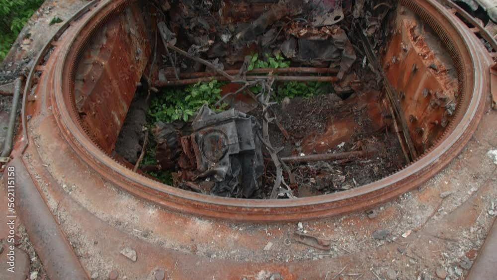 March, 2022. Irpin, Ukraine. Devastating scene of broken tanks of ...