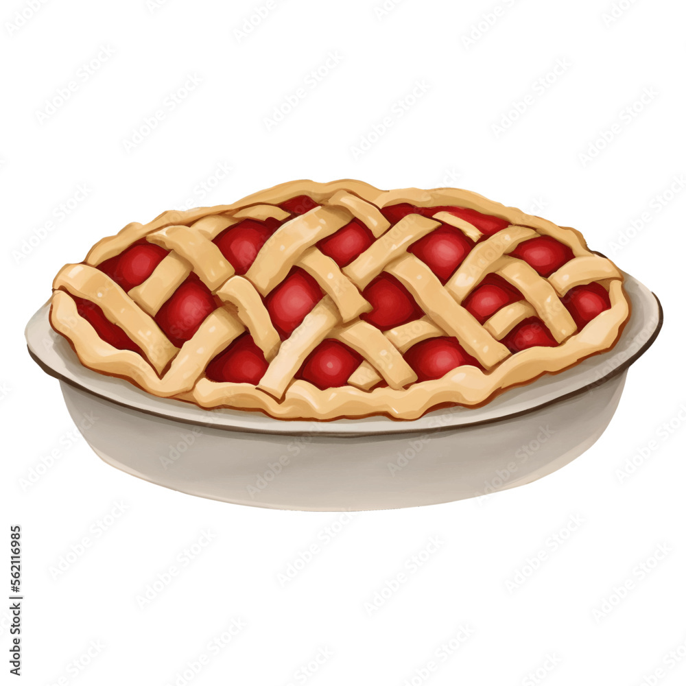 pie hand drawn with watercolor painting style illustration Stock Vector ...