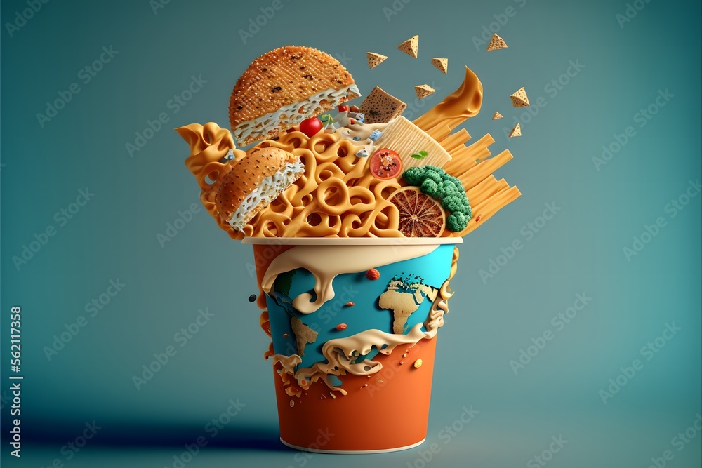 Food Wastage. Food dumped in garbage bin, Food wasted and dumped in ...