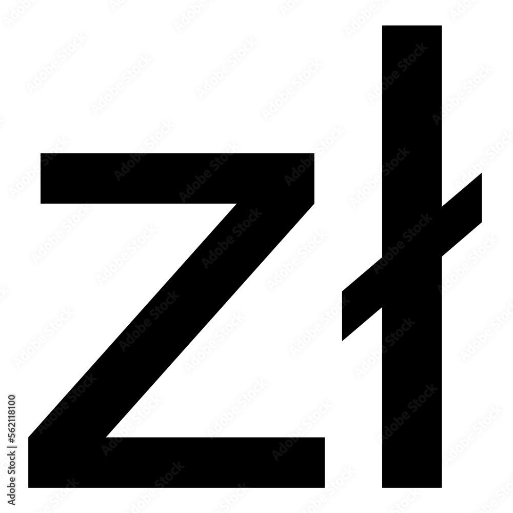 Poland zloty currency symbol icon on Transparent Background Stock ...