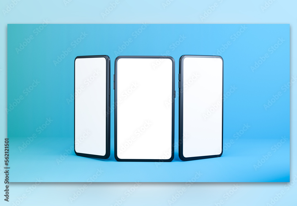 Smart Phone, Perspective Screens Mock Up, Floating Template. Stock ...