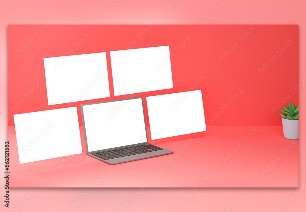 Laptop Website, Perspective Screens Mock Up. Stock Template | Adobe Stock