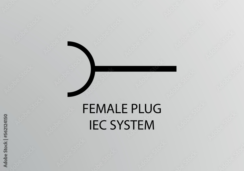 Female Plug IEC System Symbol, Vector symbol design. Engineering ...