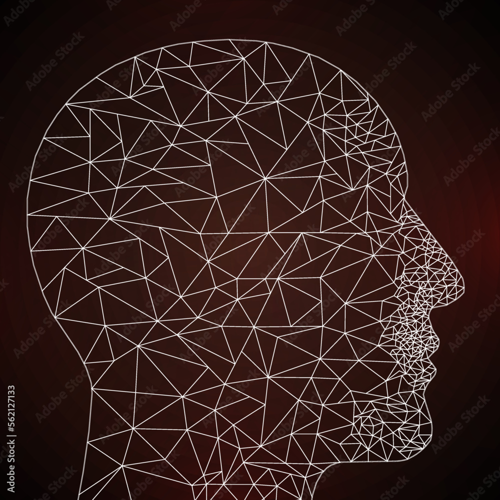 Vector low poly human profile. Connection lines icon. Innovation ...