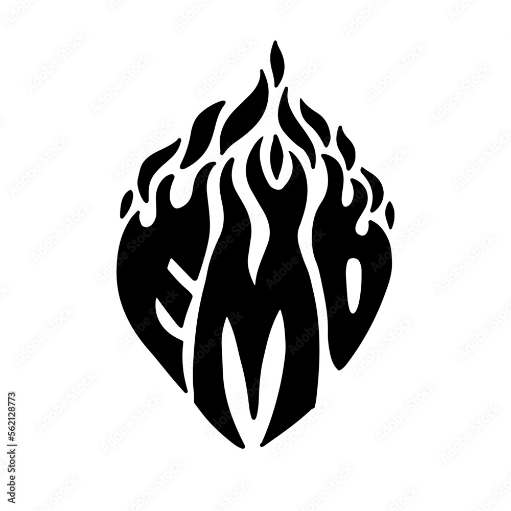 Word EMO in Heart shape with barbed wire. Siple flat Vector ...