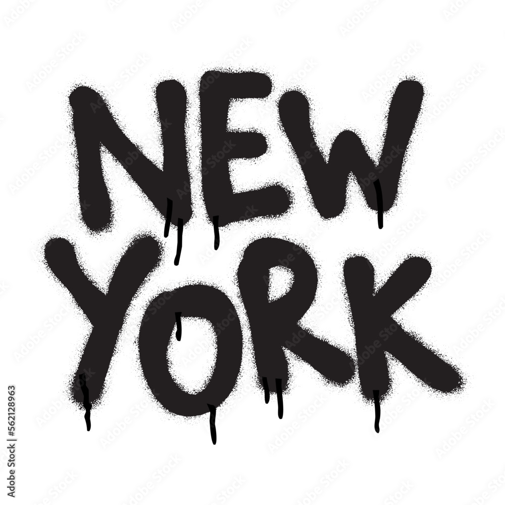 Isolated Spray Graffiti Quote New York Over White Stock Vector