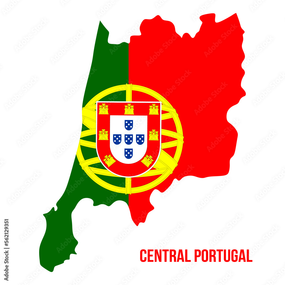 Central Portugal map with flag color. Map of Central Portugal with flag ...