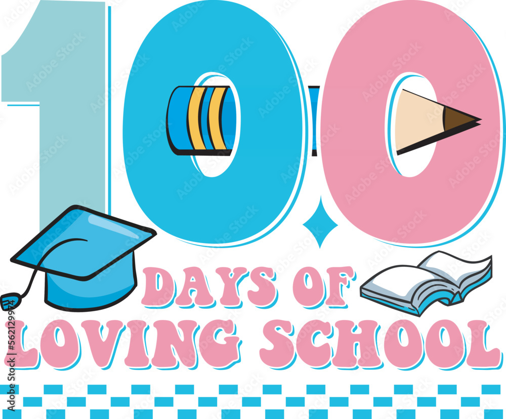 100 days of loving school -100 Days of School SVG, Vector Design, 100 Days of School Vector SVG ...