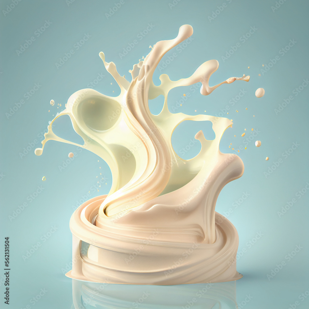 Splash of cream, milk or cream. Splashes and drops of cream. Cosmetic ...