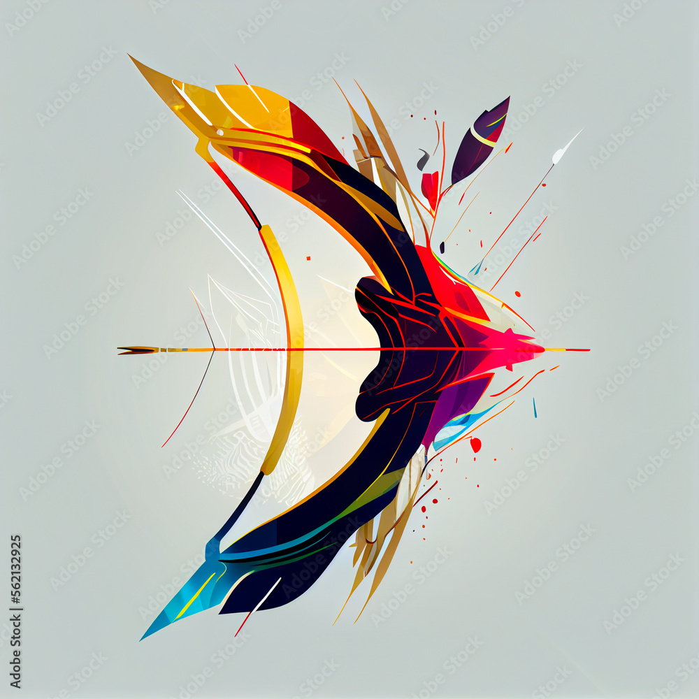 Bow and arrow, symbol, concept art, illustration Stock Illustration ...