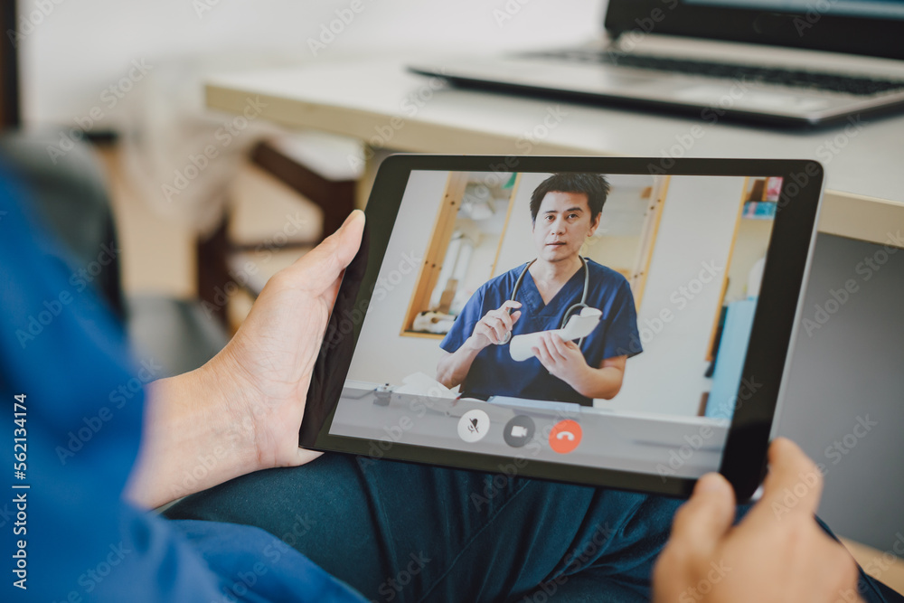 Telemedicine and home healthcare concept of telehealth video call with ...