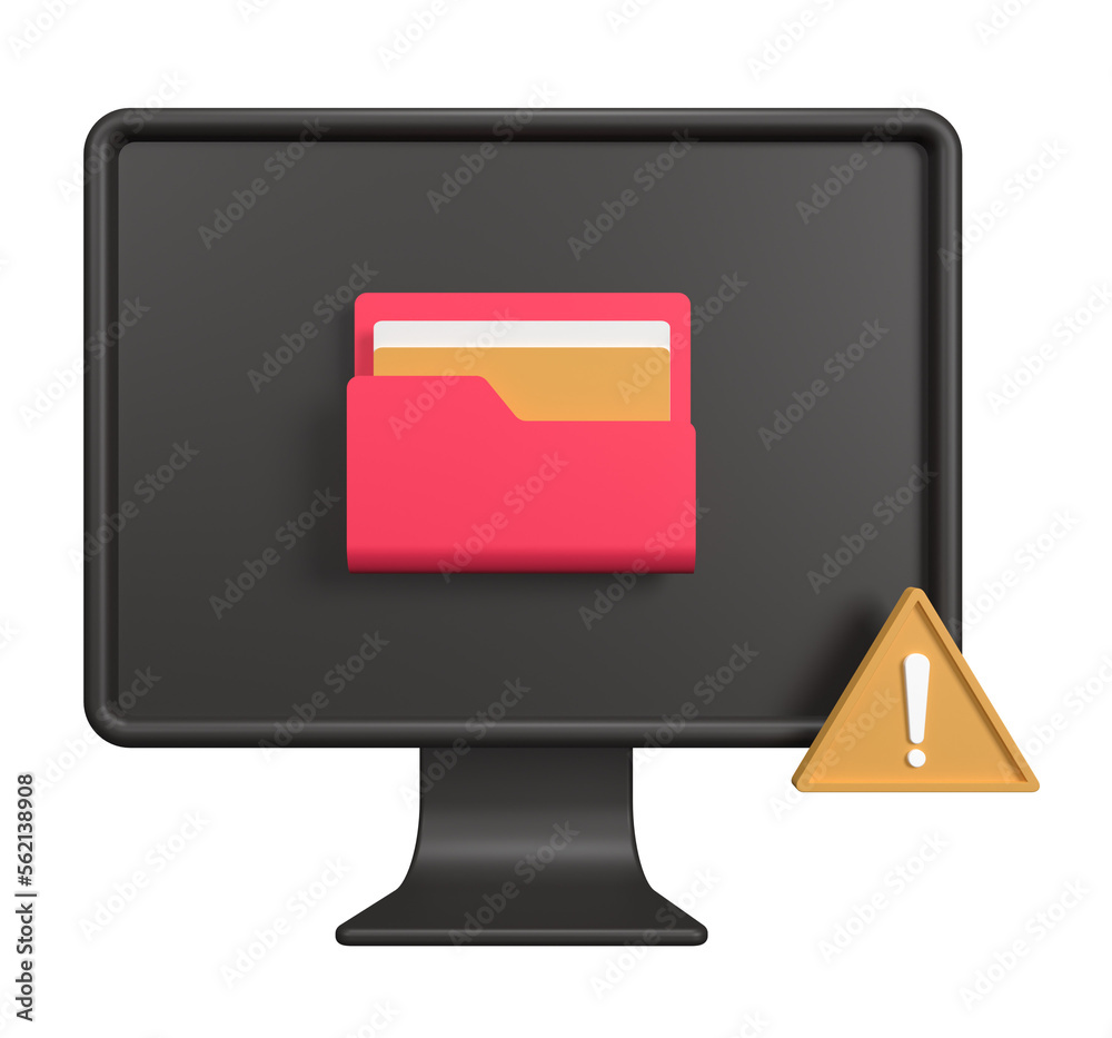3d illustration folder icon, computer crash warning Stock Photo | Adobe ...