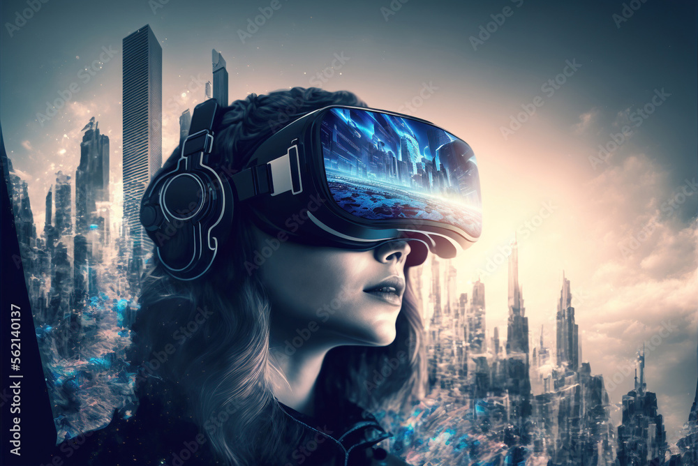 A digital futuristic virtual world, exploring the endless possibilities ...