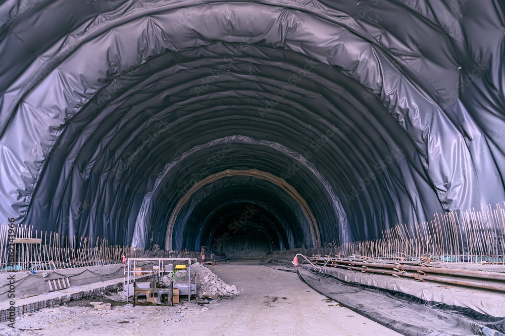 Tunnel construction ,installation waterproof pvc membranes, for ...