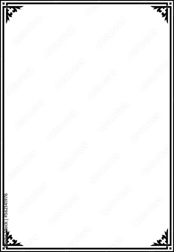Decorative rectangular black framework. Page decoration. A3, A4 page ...