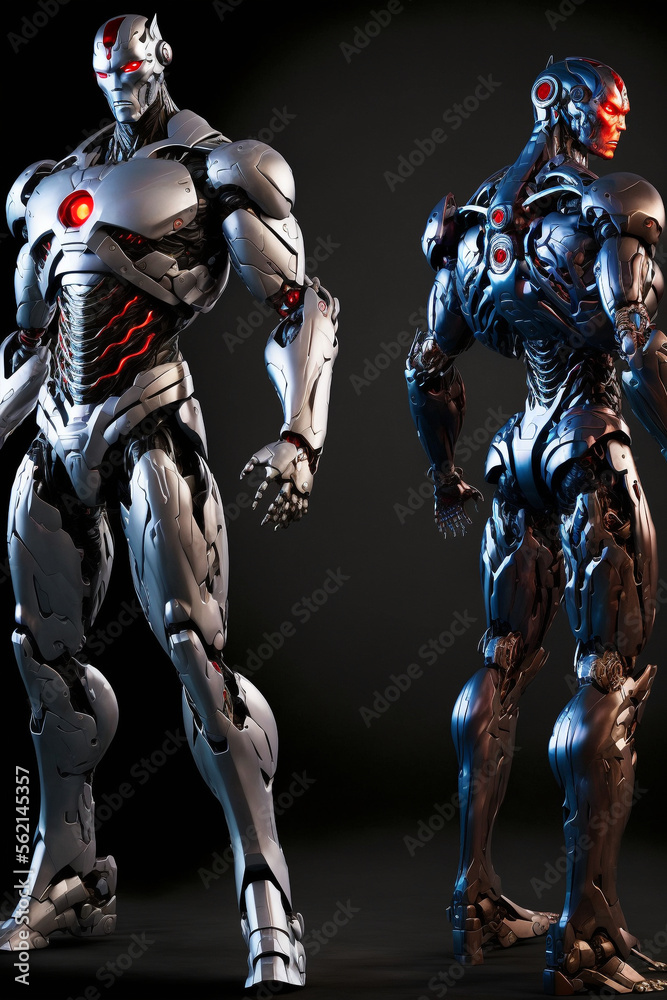 Generative ai futuristic cyberpunk cyborg warrior in the city. Stock ...