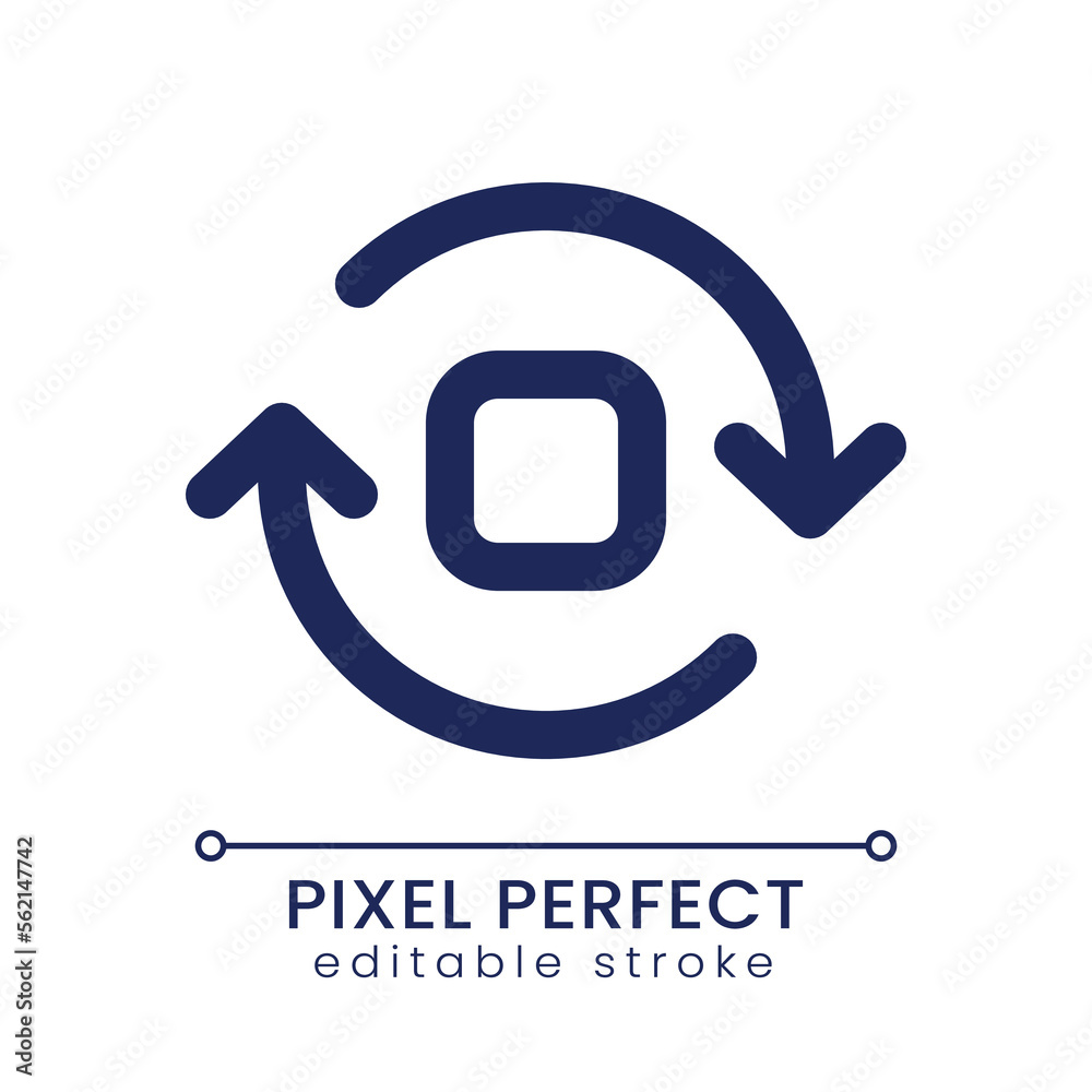 Spin animation pixel perfect linear ui icon. Rotating object effect ...
