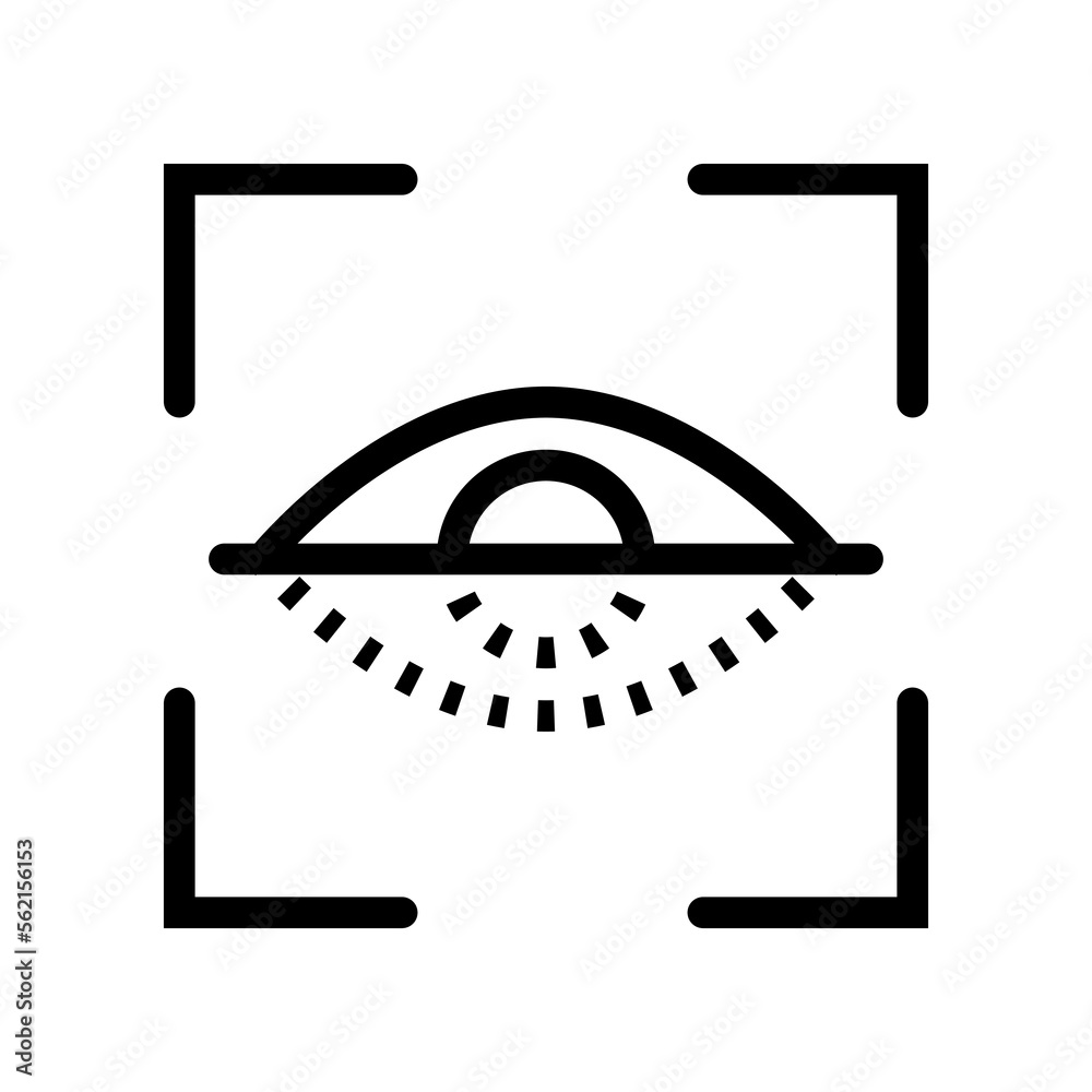 Retina scan line icon isolated on white background. Black flat thin ...