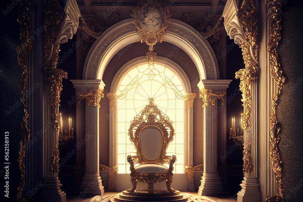 Royal Throne Room - Generative Ai Stock Illustration | Adobe Stock