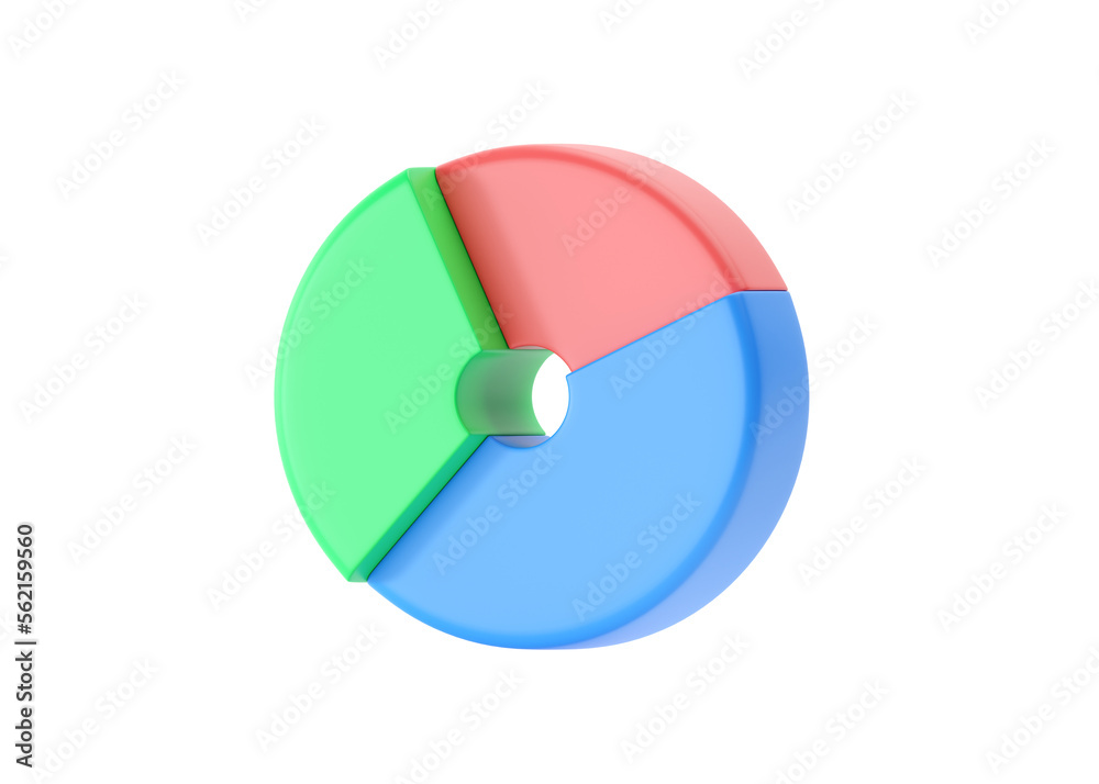 3d render graph illustration - digital circle diagram, financial stats ...