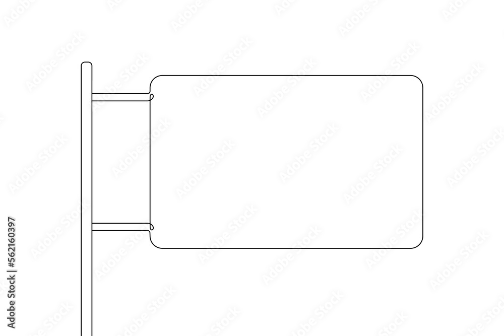 Single continuous line drawing template of square road sign. One line ...