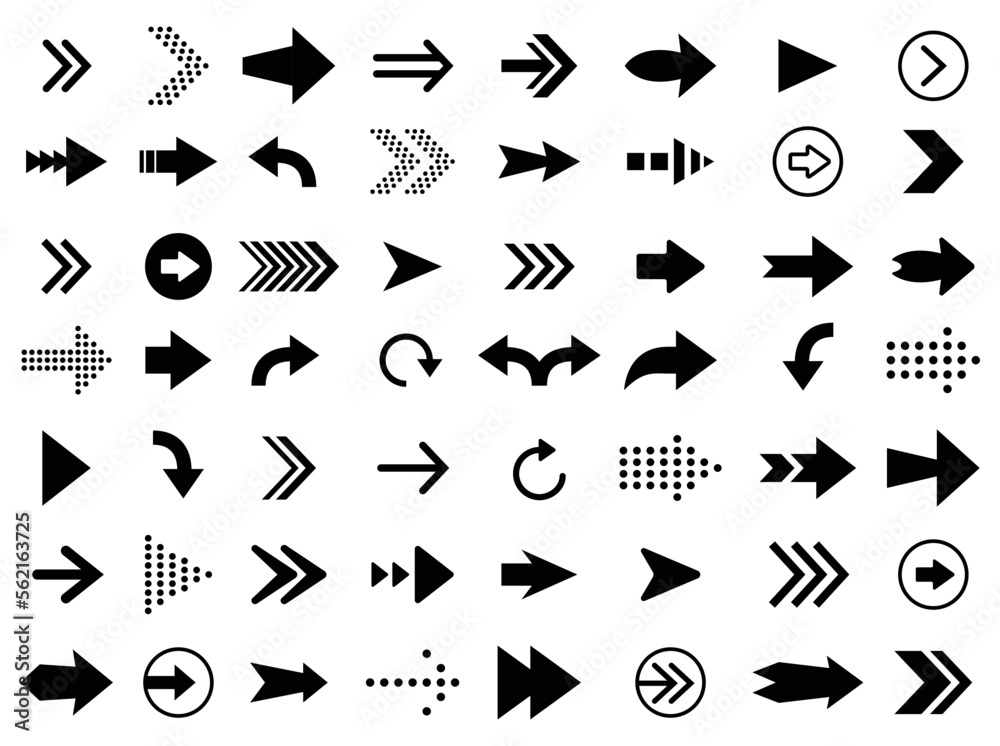 Arrow icon set. Modern simple arrows, cursor. Directional arrow flat ...