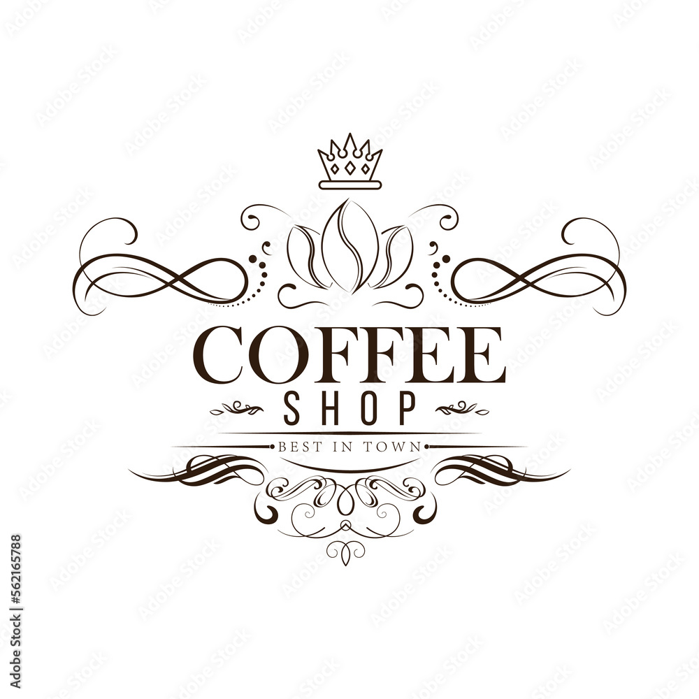 Fine flourish luxury calligraphic coffee emblem, design, template ...