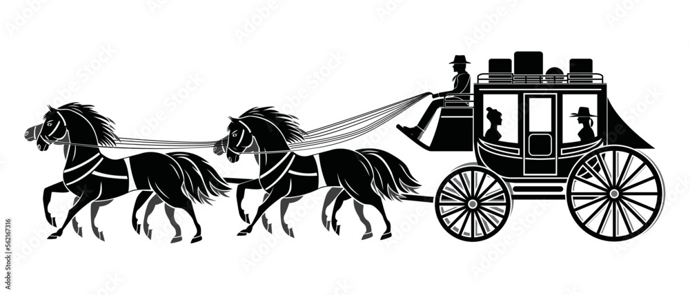 Legend of wild western American four wheeled carriage or stagecoach or ...