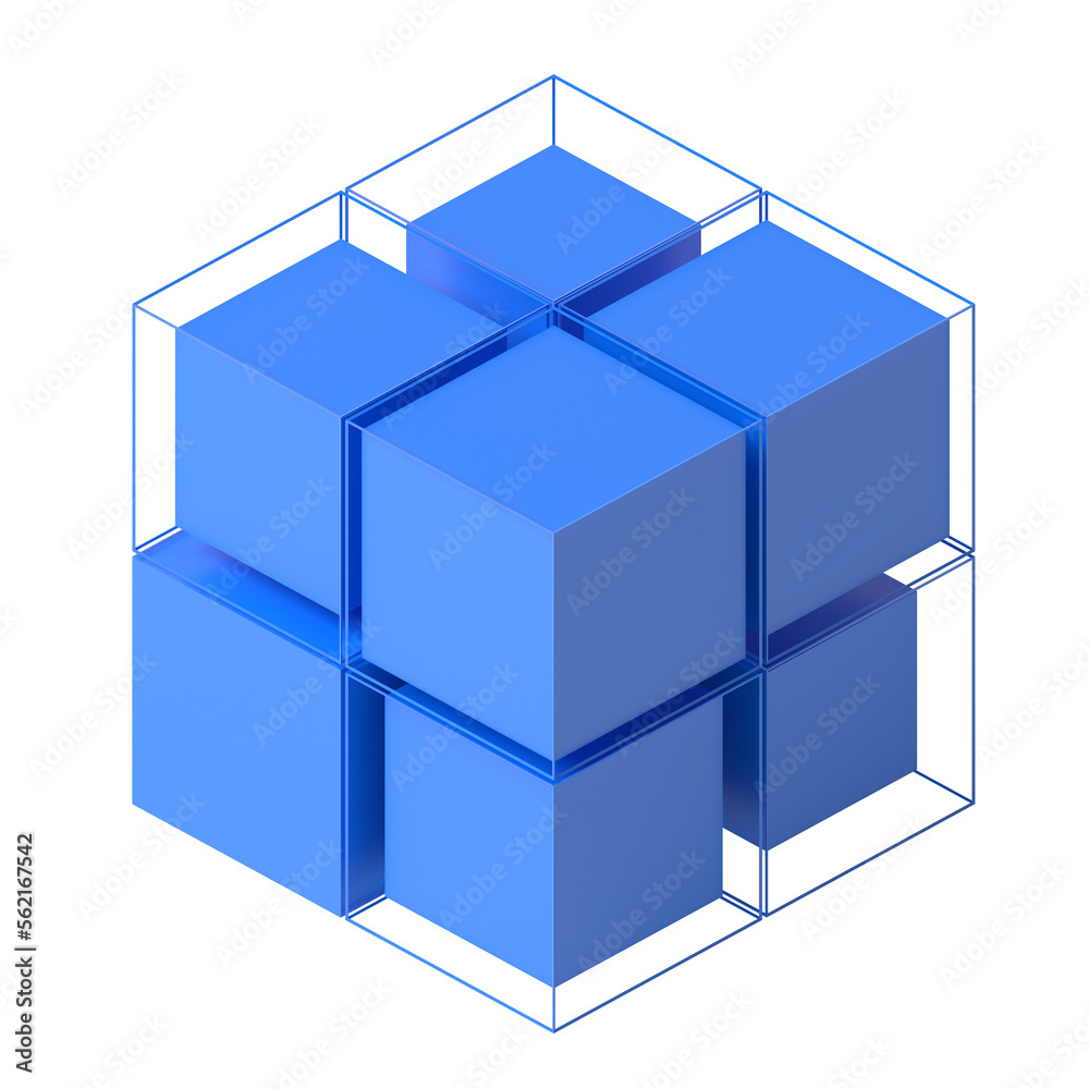 Blue cubes, 3d render Stock Illustration | Adobe Stock
