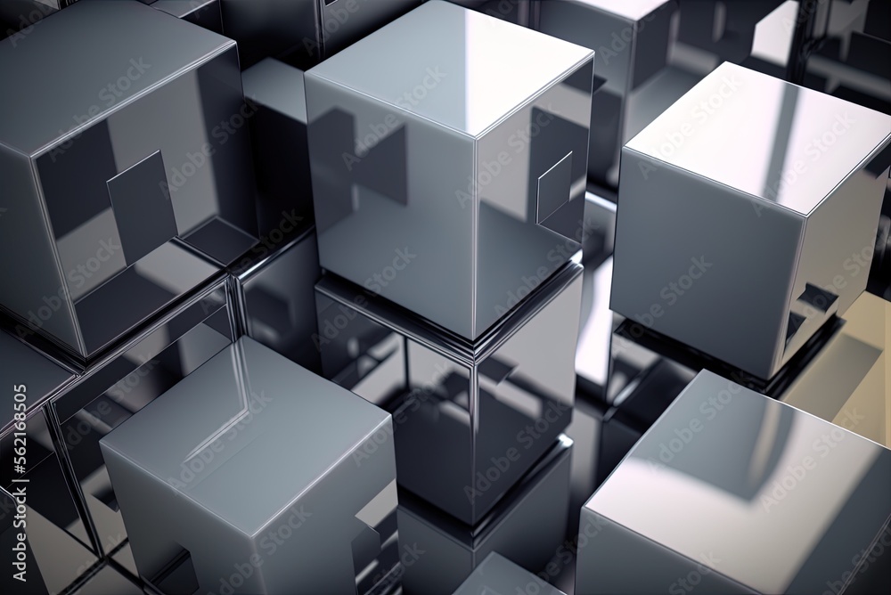 Translucent cubes that are in perfect alignment. A modern ...