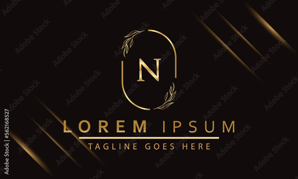 Gold frame template Orchid Flower and monogram concept with the letter ...