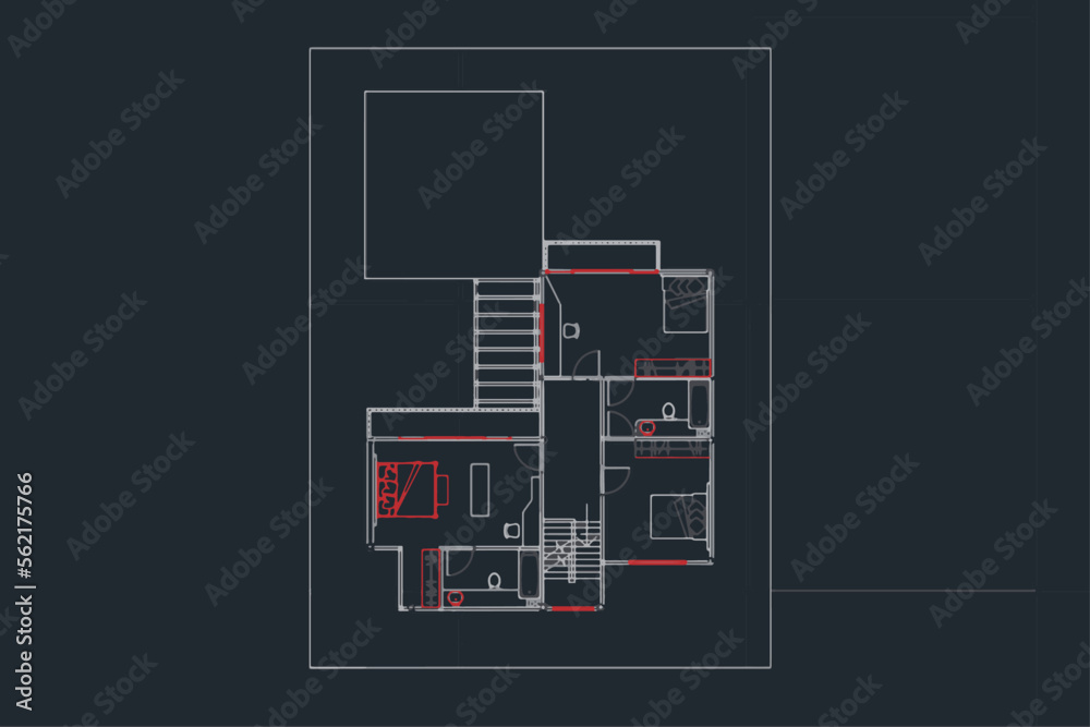 Detailed townhouse section, floor plans, apartments layout. Vector ...