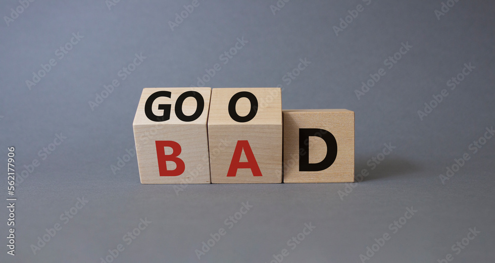 Good vs Bad symbol. Wooden cubes with words Bad and Good. Beautiful ...